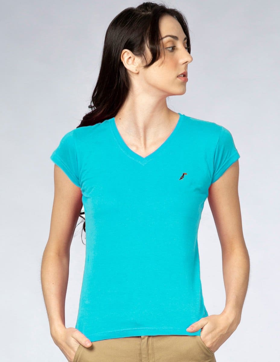 Playera Mujer Cuello V AIR V NECK Turquesa | Tucanê